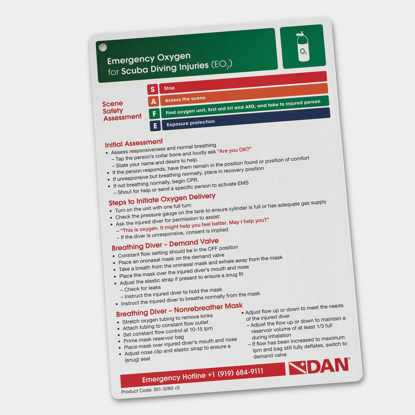 Emergency Oxygen Slate – Divers Alert Network